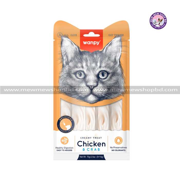Wanpy Creamy Chicken & Crab Treat for Cats 70g (5pcs × 14g) | Mew Mew ...