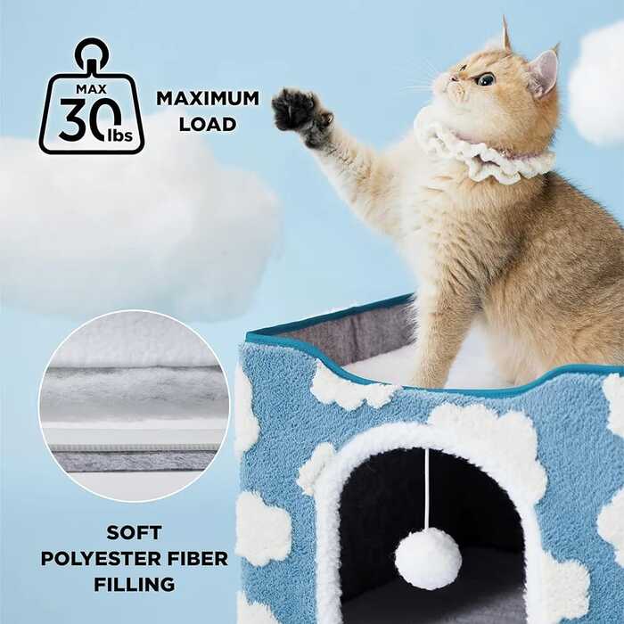 Premium Embroidered Cartoon Design Foldable Double Decker Pet Cat & Dog ...