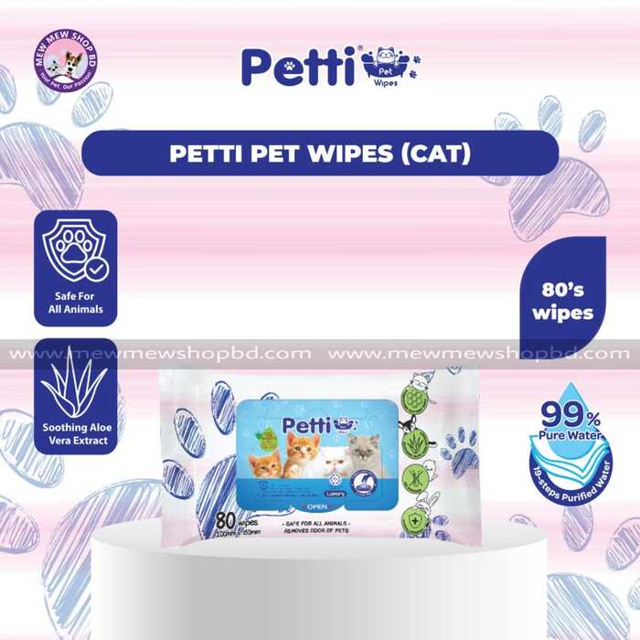Petti Pet Wipes for Cats | Mew Mew Shop BD