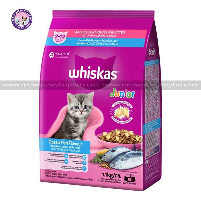 Whiskas Junior Dry Cat Food Ocean Fish 1.1kg (Suitable for Mother ...